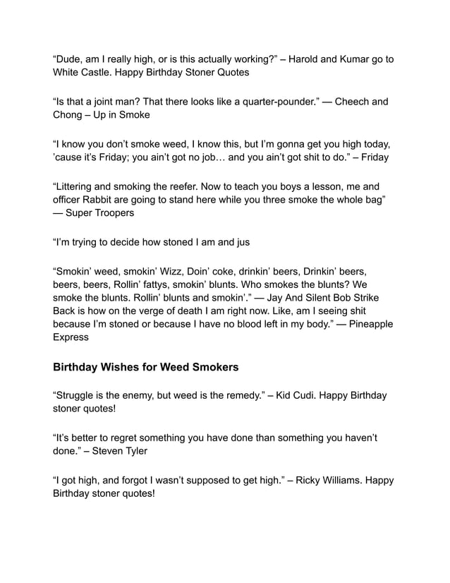 100 Best Happy Birthday Stoner Quotes.pdf | Illegal Drugs, Tobacco ...