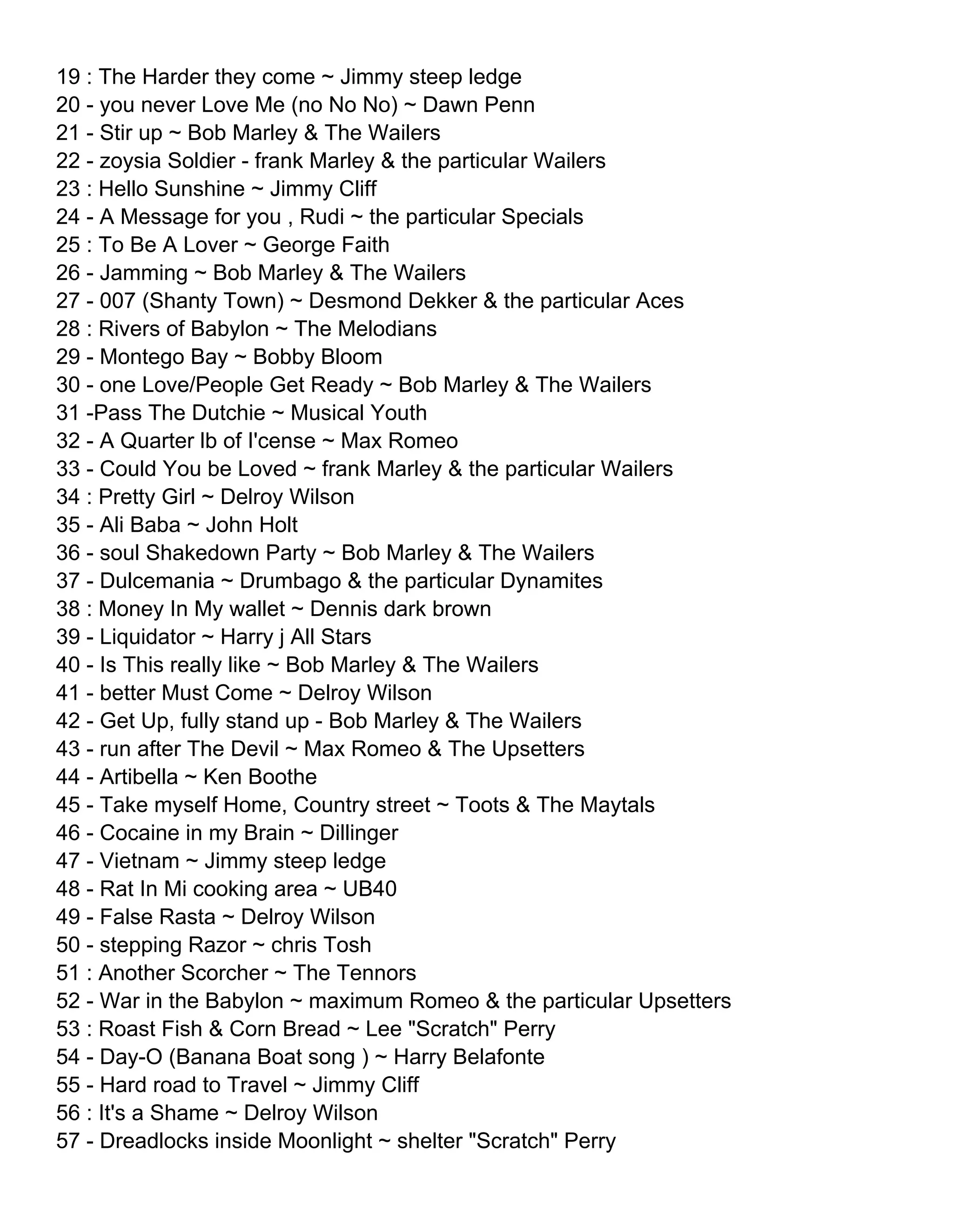 100 Classic Reggae Songs! | PDF | Reggae | Music