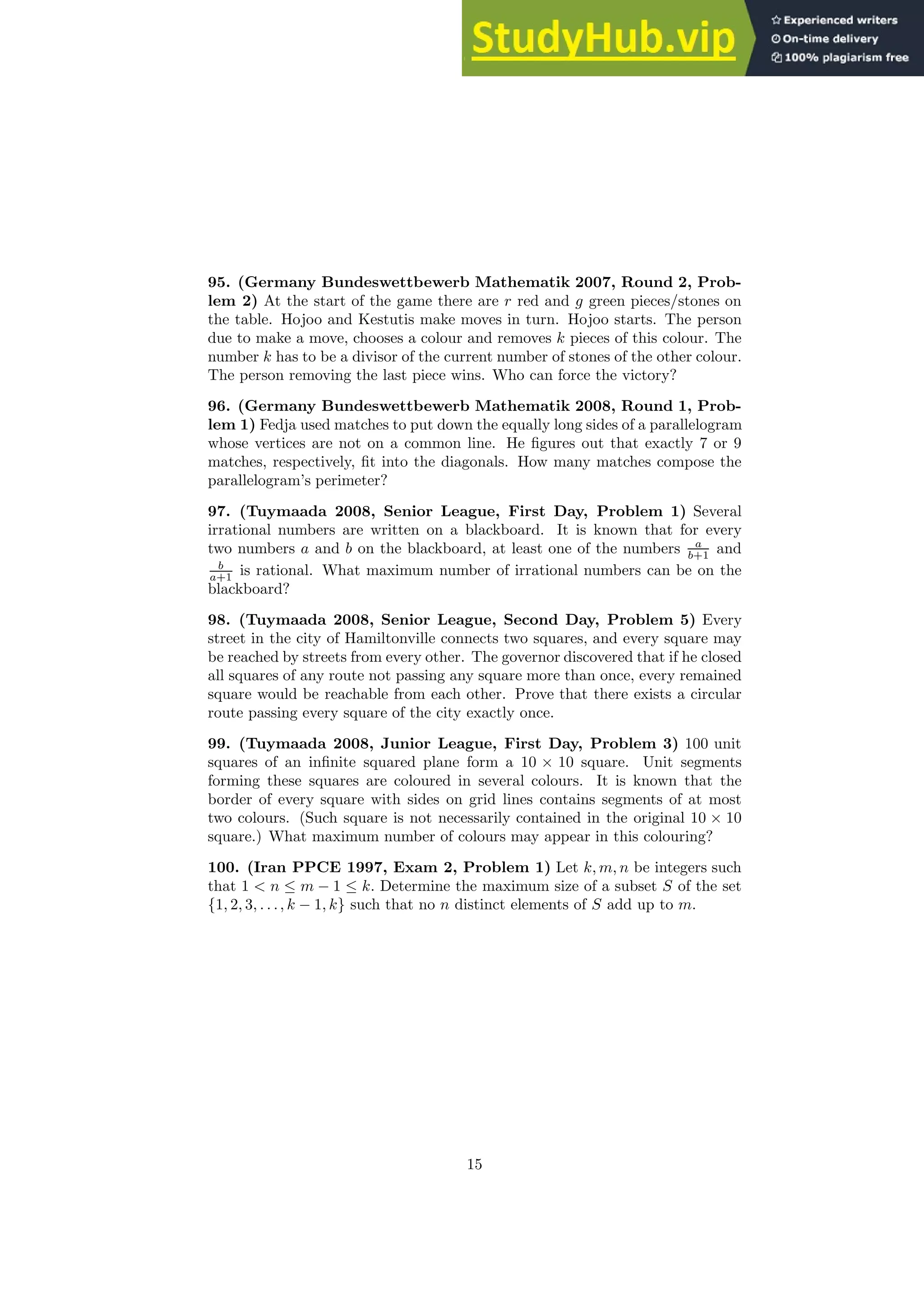 100 Combinatorics Problems With Solutions Pdf