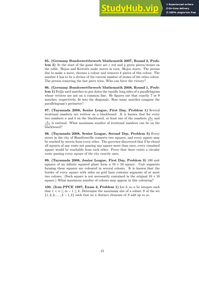 100 Combinatorics Problems (With Solutions) | PDF