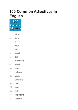 Common Adjective List