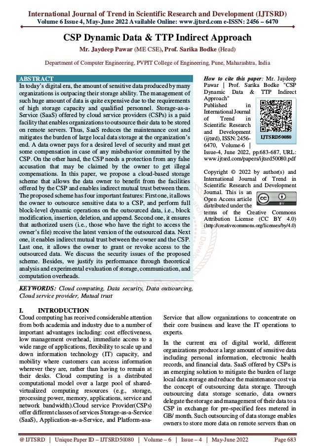 Csp Dynamic Data And Ttp Indirect Approach Pdf