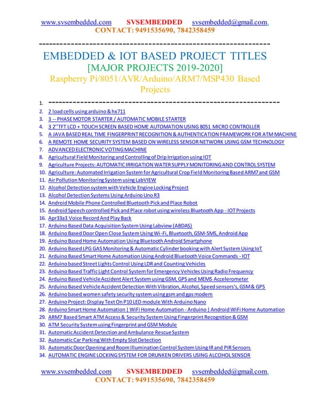 100+ embedded systems projects for engineering students | DOCX
