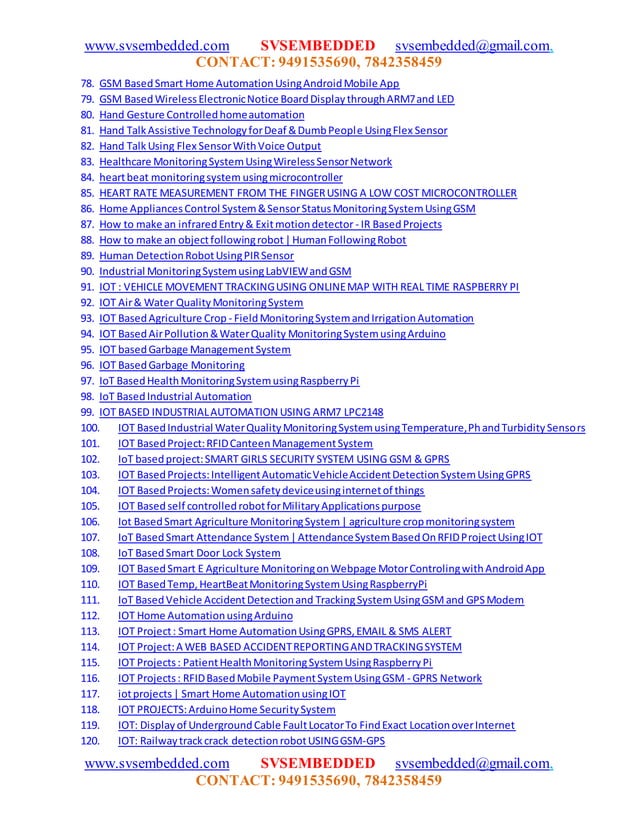 100+ embedded systems projects for engineering students | DOCX
