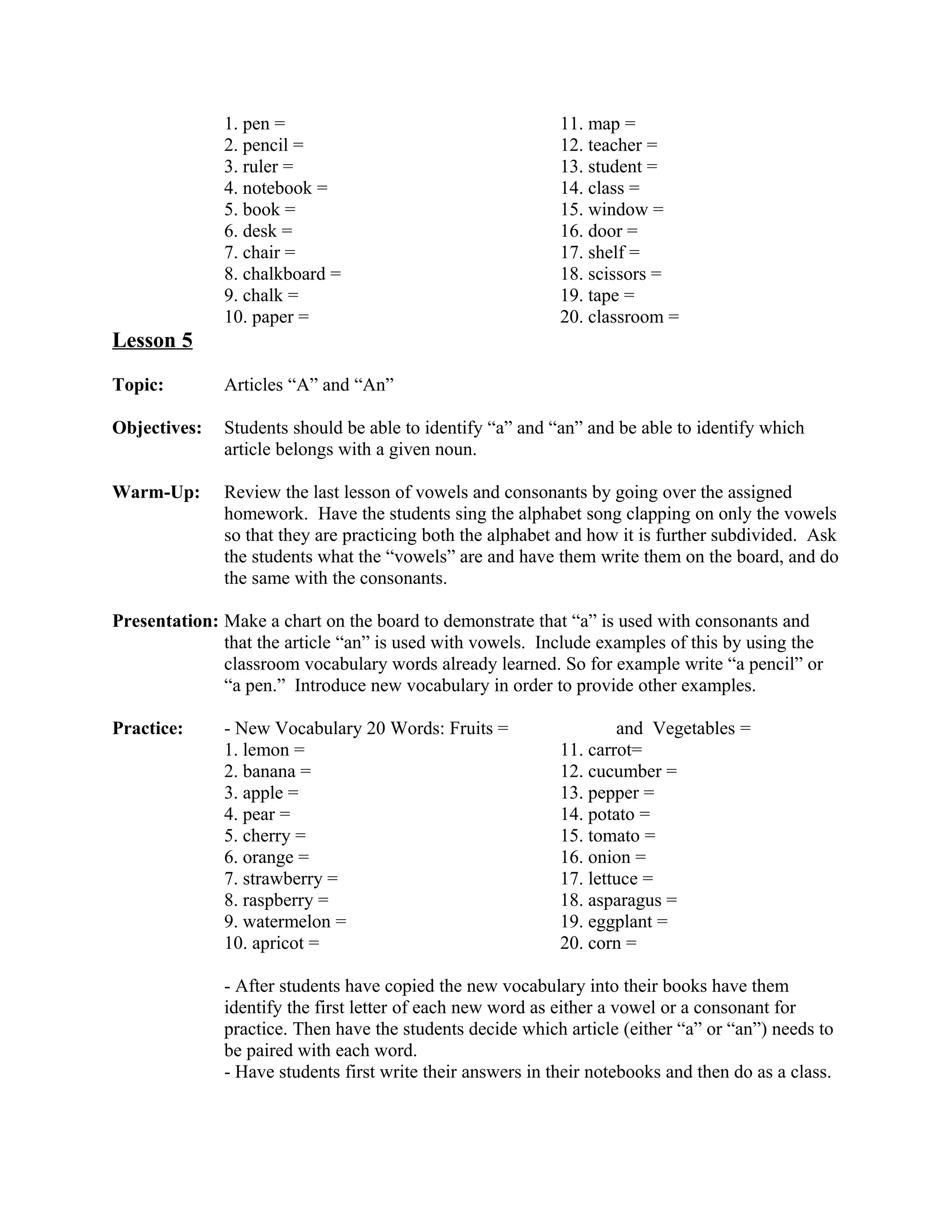 100 Lesson Plans (Parts of Speech) | DOC