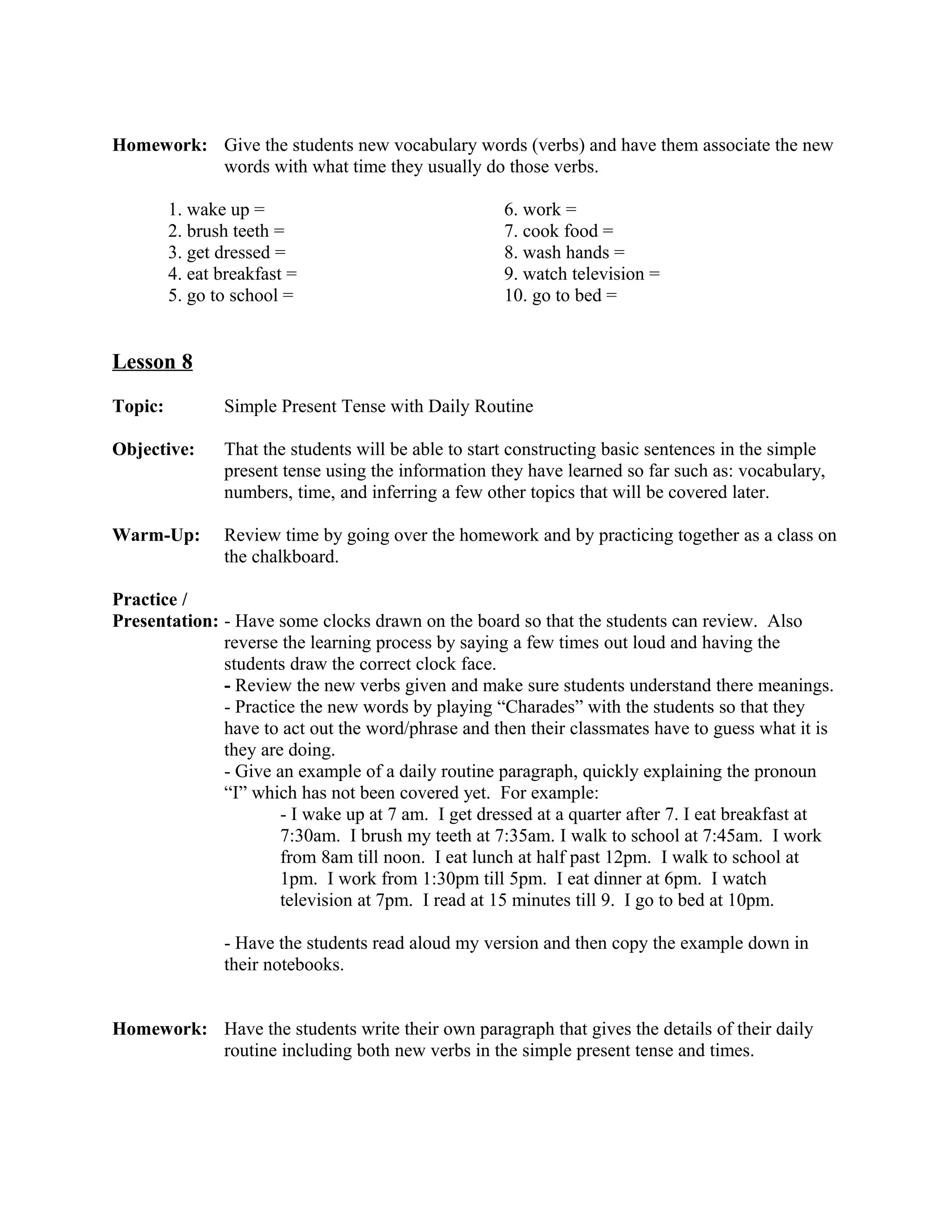 100 Lesson Plans (Parts of Speech) | DOC