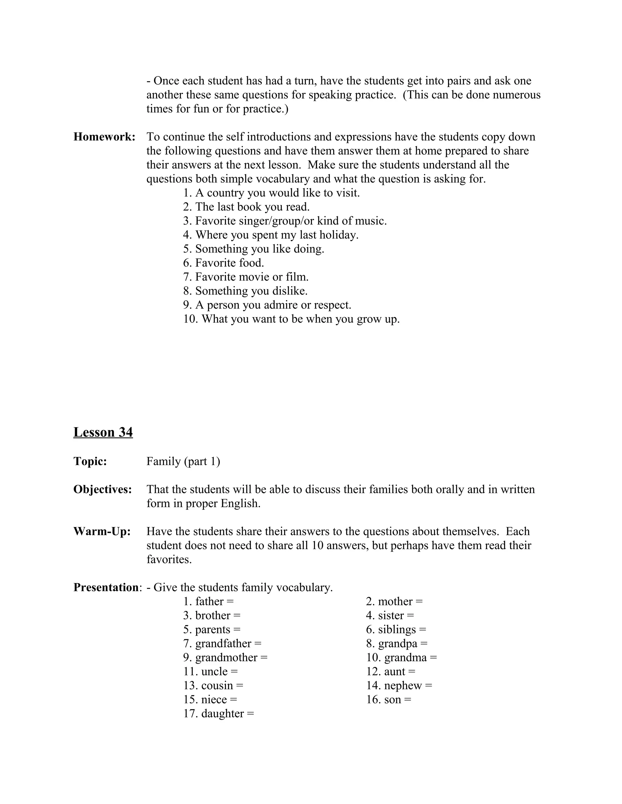 100 Lesson Plans (Parts of Speech) | DOC