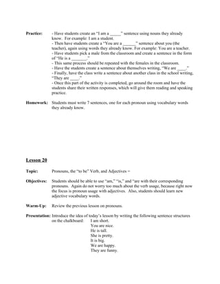 100 Lesson Plans (Parts of Speech) | DOC