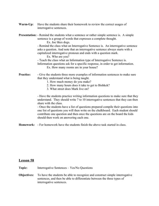 100 Lesson Plans (Parts of Speech)