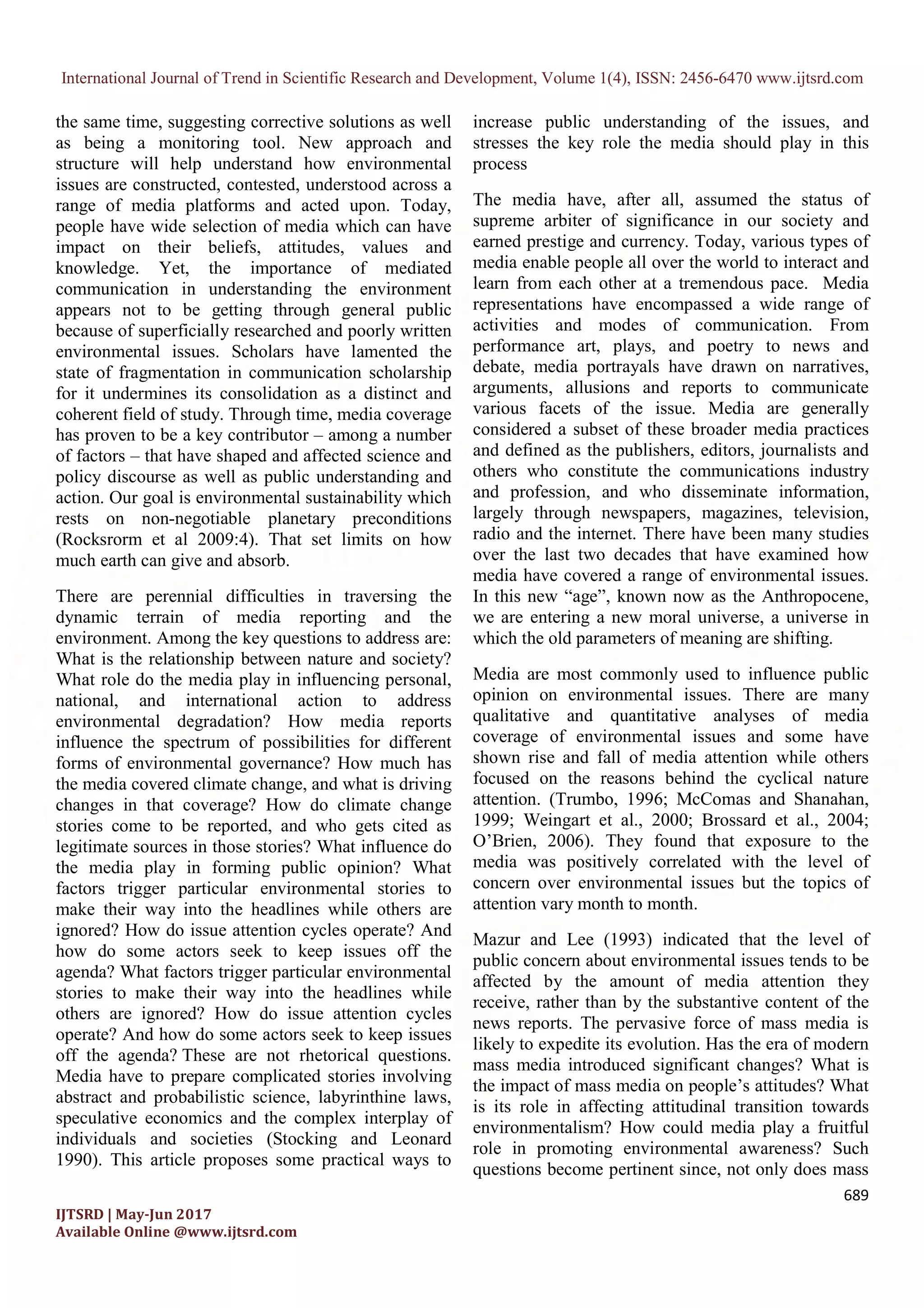 Environmental Crisis and the Role of Media | PDF