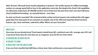 The Definitive 100 Most Useful Excel Tips | PDF