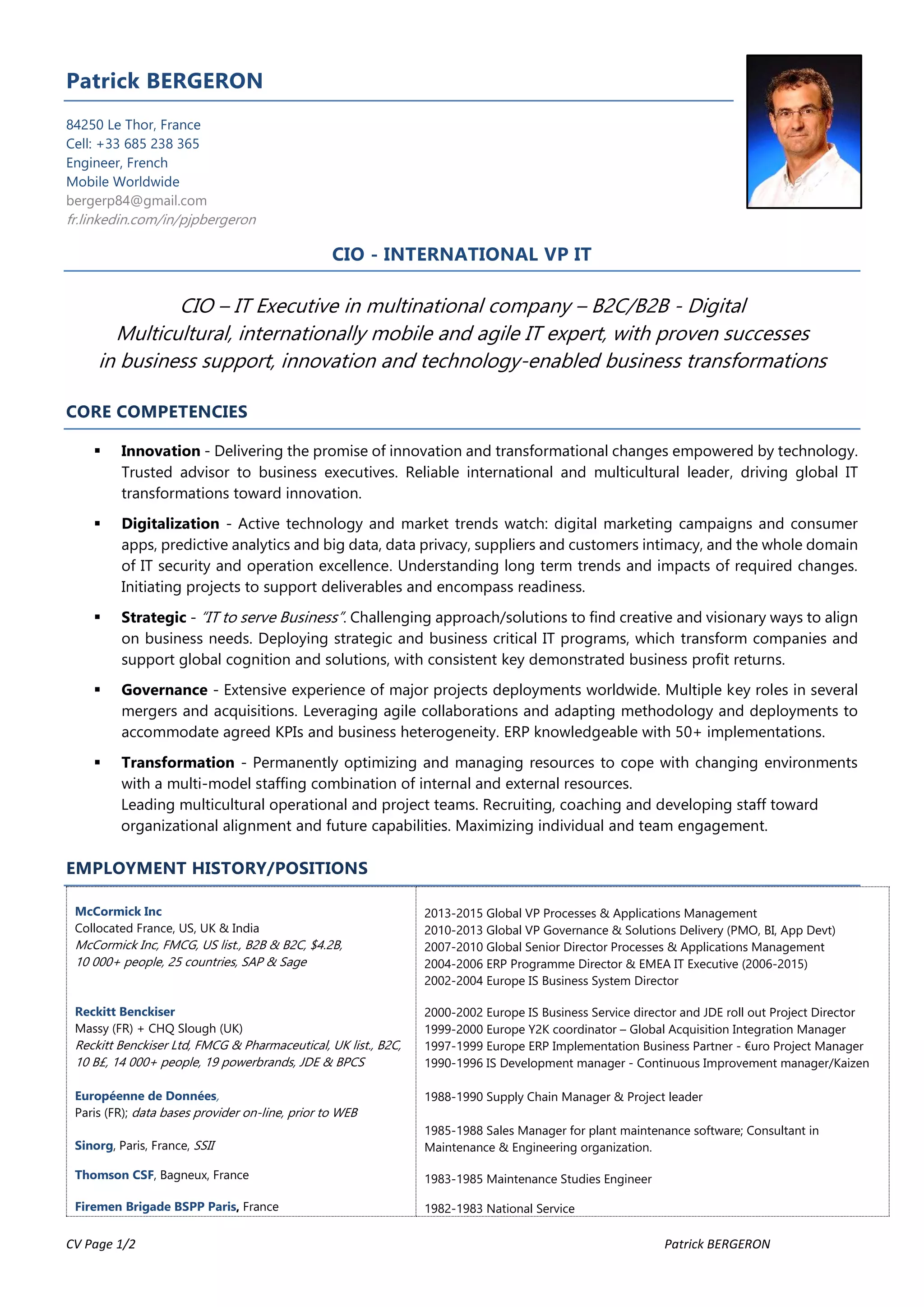 Bergeron Patrick Resume | PDF