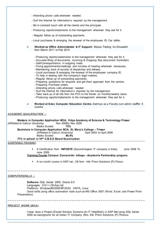 Aswathy-CV updated | DOCX | Computing | Technology & Computing