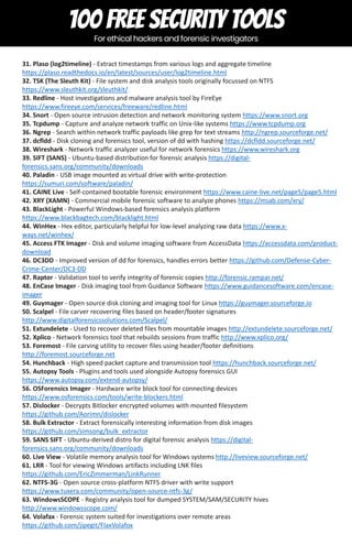 100 Free Security Tools For ethical hackers and forensic investigators.pdf | Operating Systems ...
