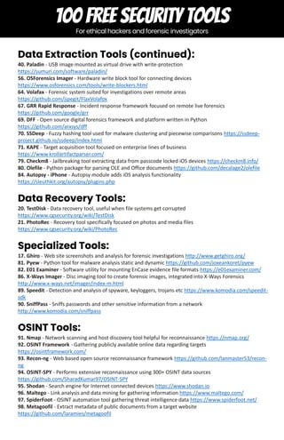100 Free Security Tools For ethical hackers and forensic investigators.pdf | Operating Systems ...