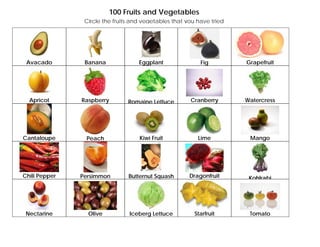List of fruits and vegetables store