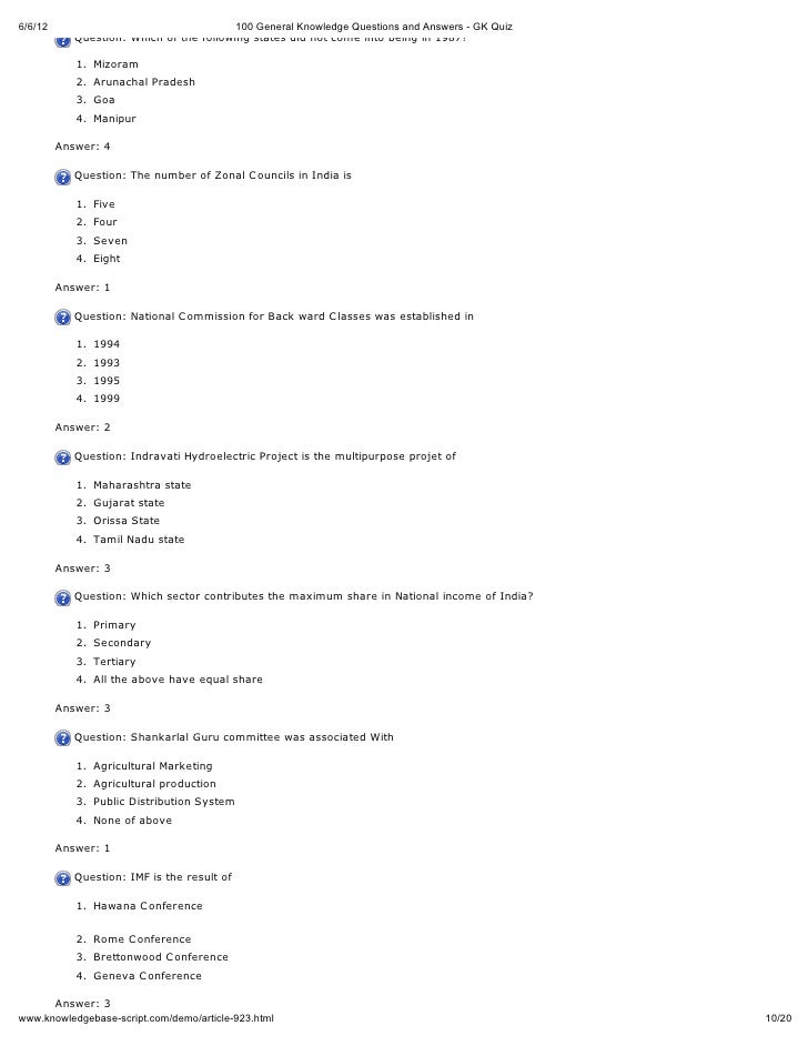 General Knowledge 100 Questions And Answers Knowledge General Knowledge 100 Questions And Answers Knowledge