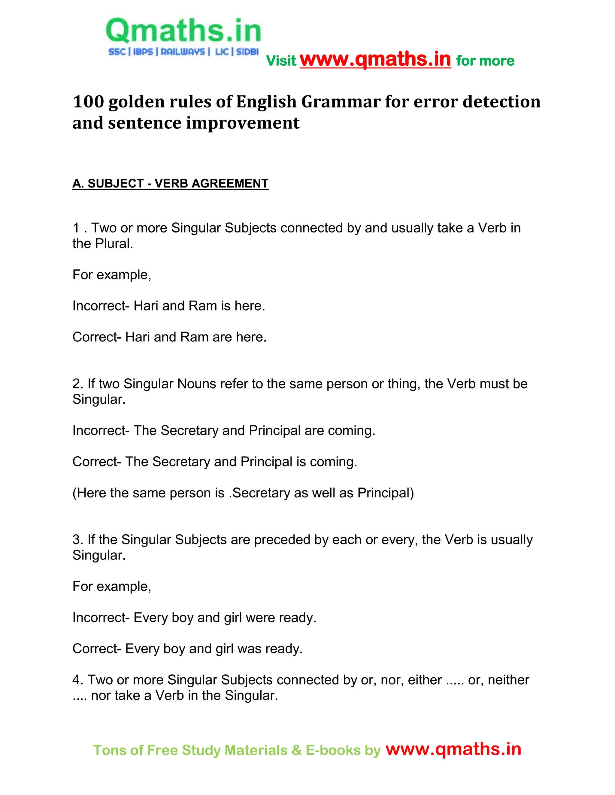100 golden rules of english grammar | PDF