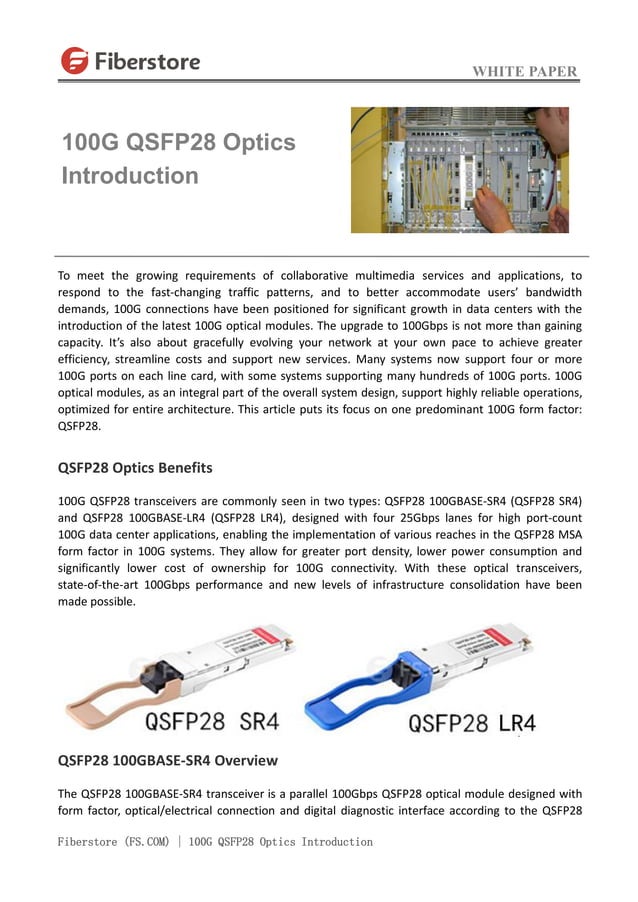 100G QSFP28 Optics Introduction | PDF