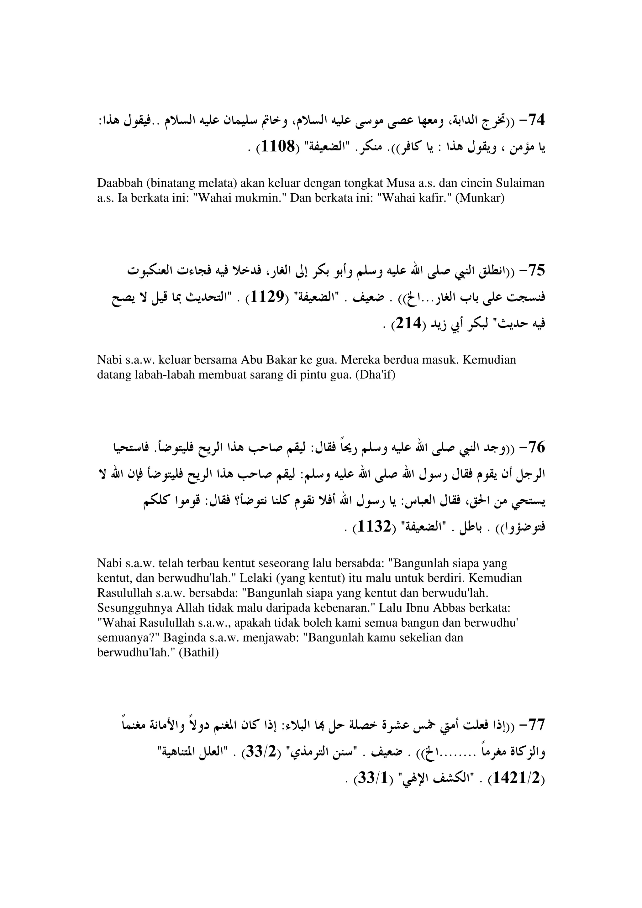 100 hadis dha'if & palsu yang masyhur di kalangan masyarakat | PDF