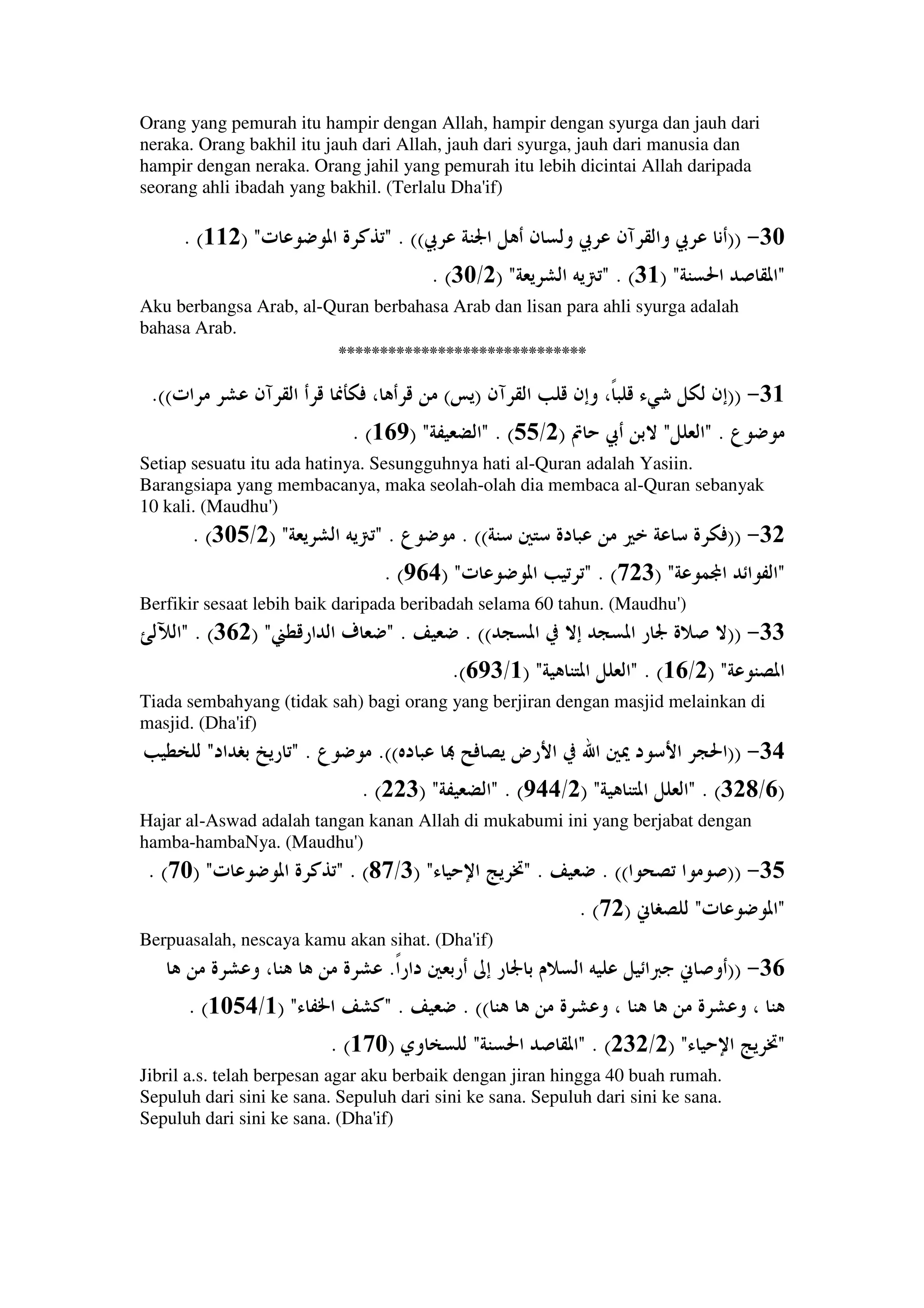 100 hadis dha'if & palsu yang masyhur di kalangan masyarakat | PDF