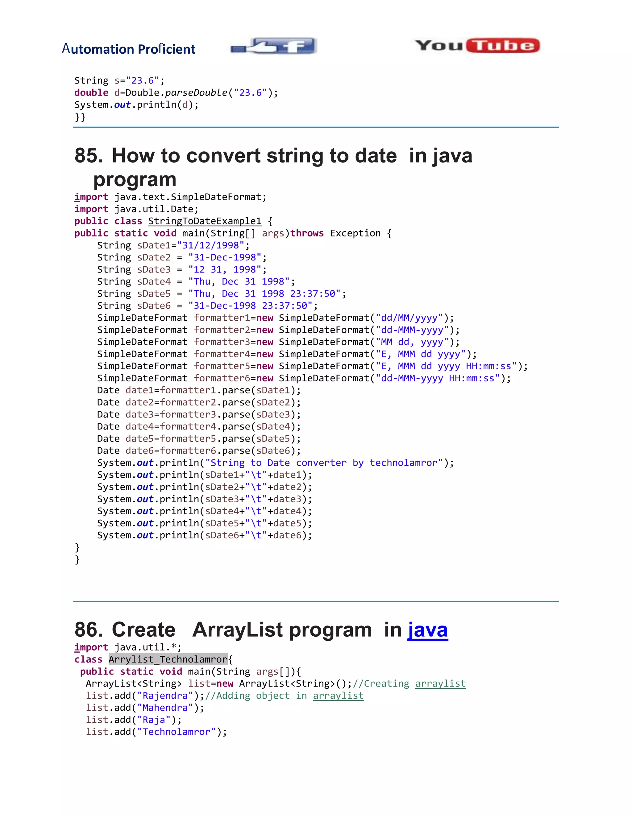 100 JAVA Programs-1.pdf | Programming Languages | Computing