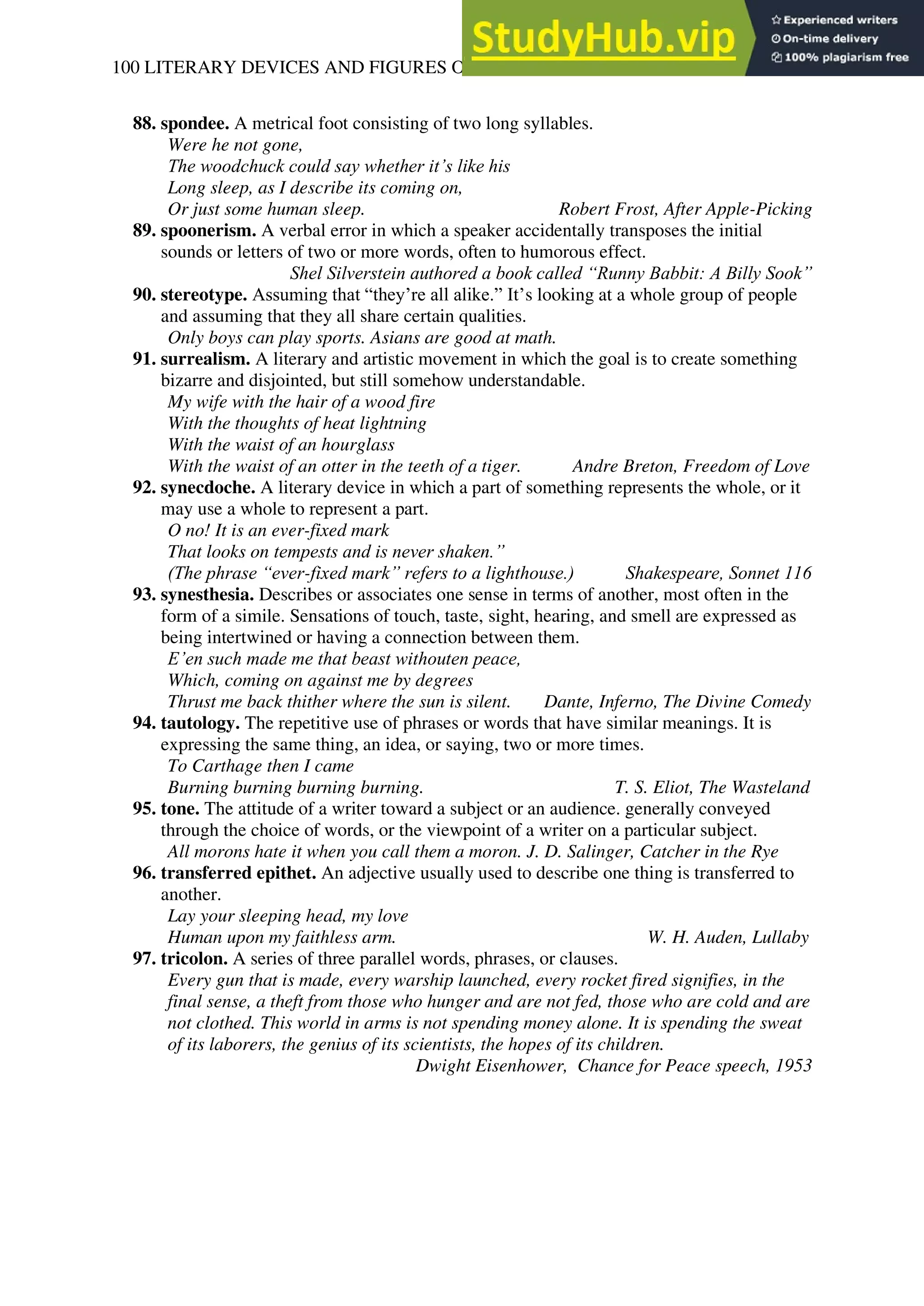 100 Literary Devices And Figures Of Speech | PDF