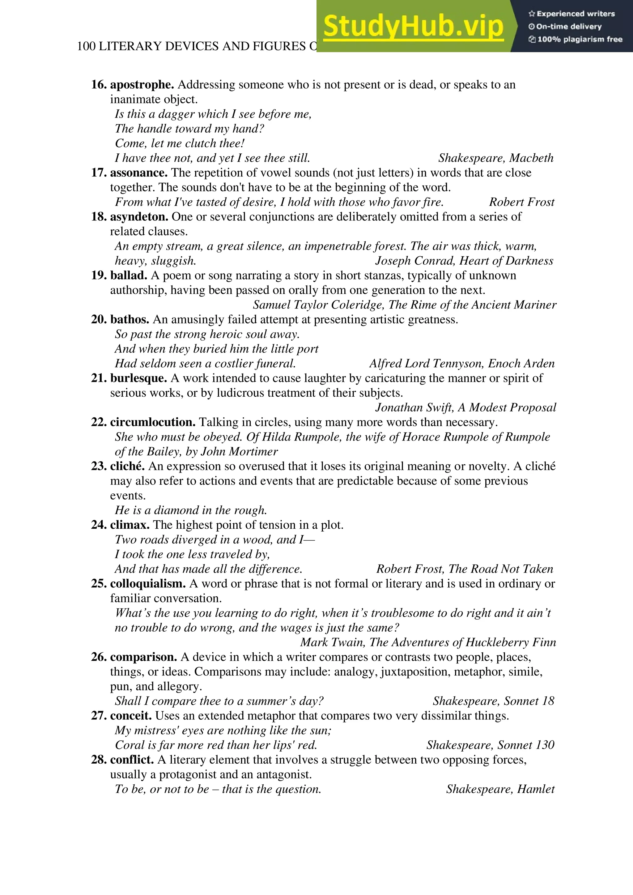 100 Literary Devices And Figures Of Speech | PDF