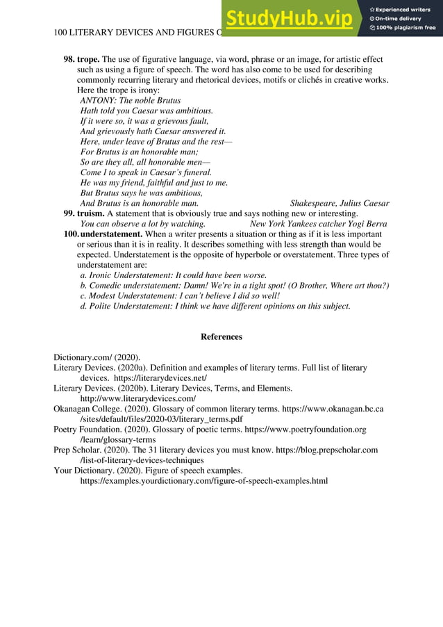 100 Literary Devices And Figures Of Speech | PDF | Humor and Satire ...