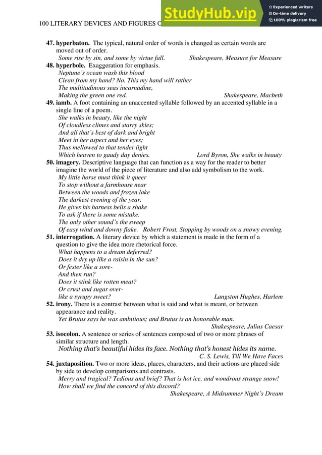 100 Literary Devices And Figures Of Speech | PDF | Humor and Satire ...