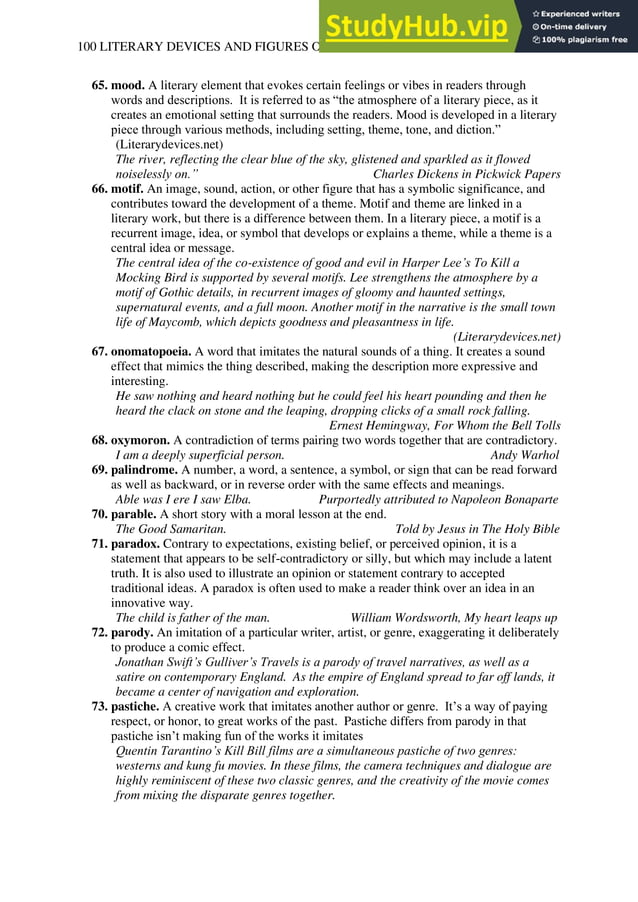 100 Literary Devices And Figures Of Speech | PDF | Humor and Satire ...