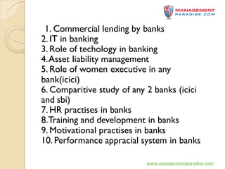 100 marks topics for banking and insurance projects | PDF