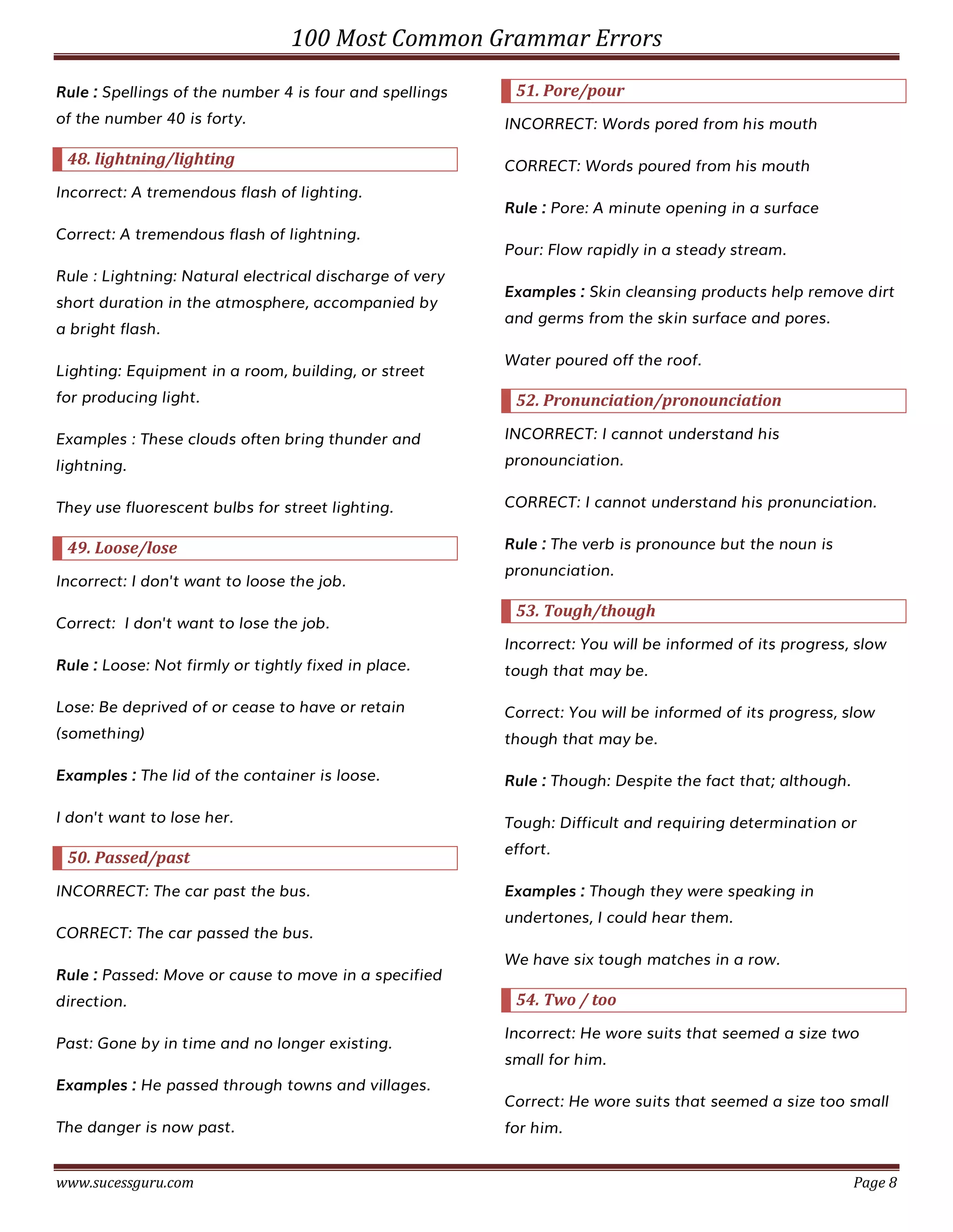 100 most common grammar errors | PDF