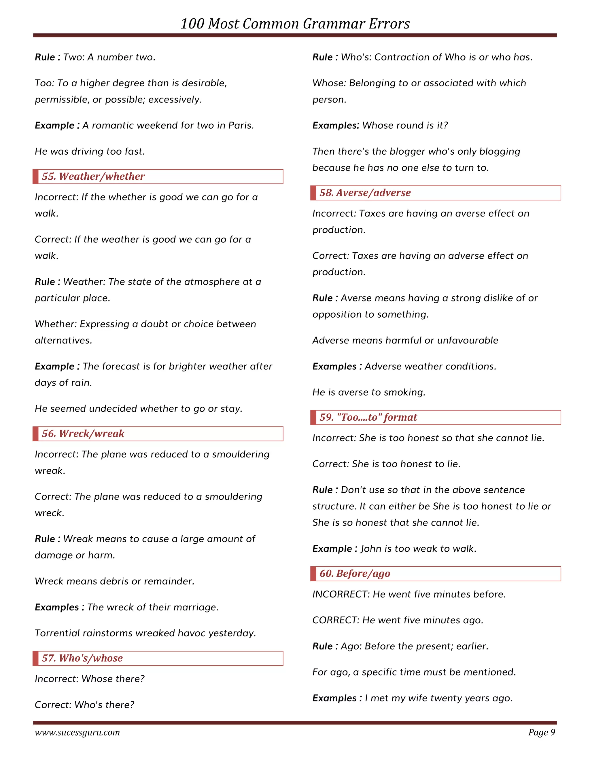 100 most common grammar errors | PDF