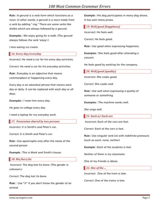 100 most common grammar errors | PDF