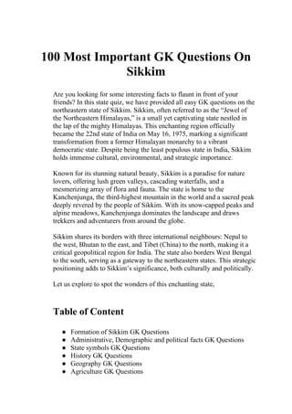 100 Most Important GK Questions On Sikkim.docx