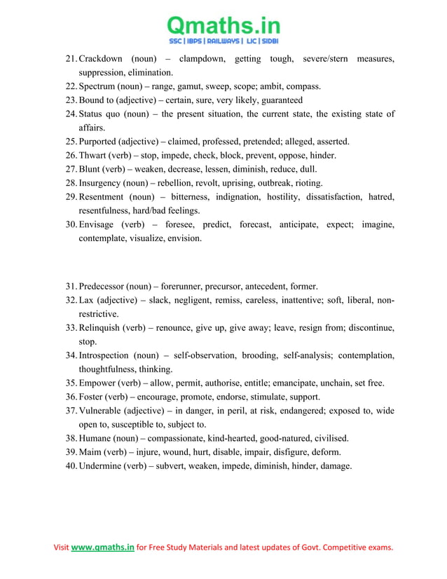 100 most important vocabulary words from the hindu editorial | PDF