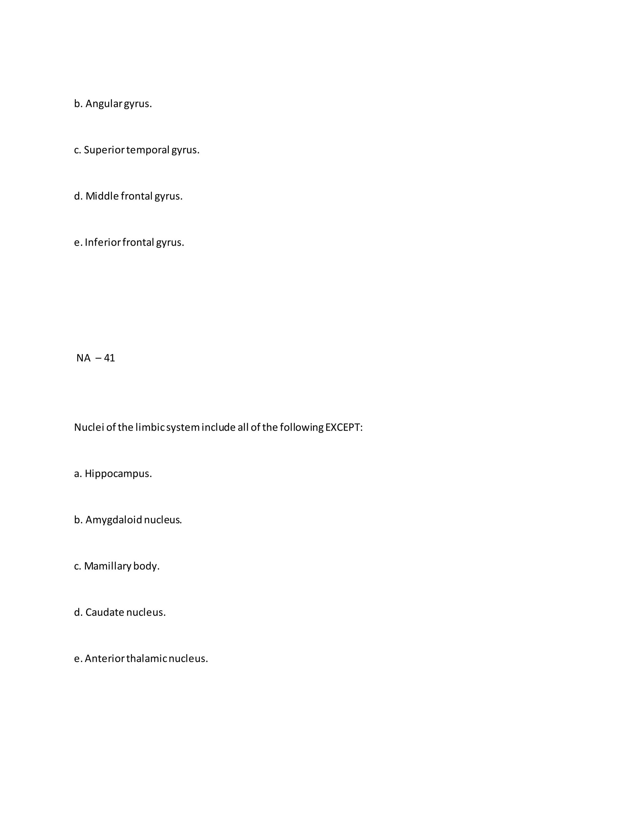 100 neuroanatomy practice questions | DOCX