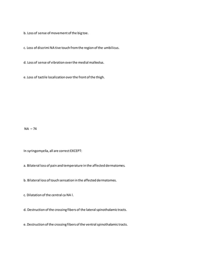 100 neuroanatomy practice questions | DOCX