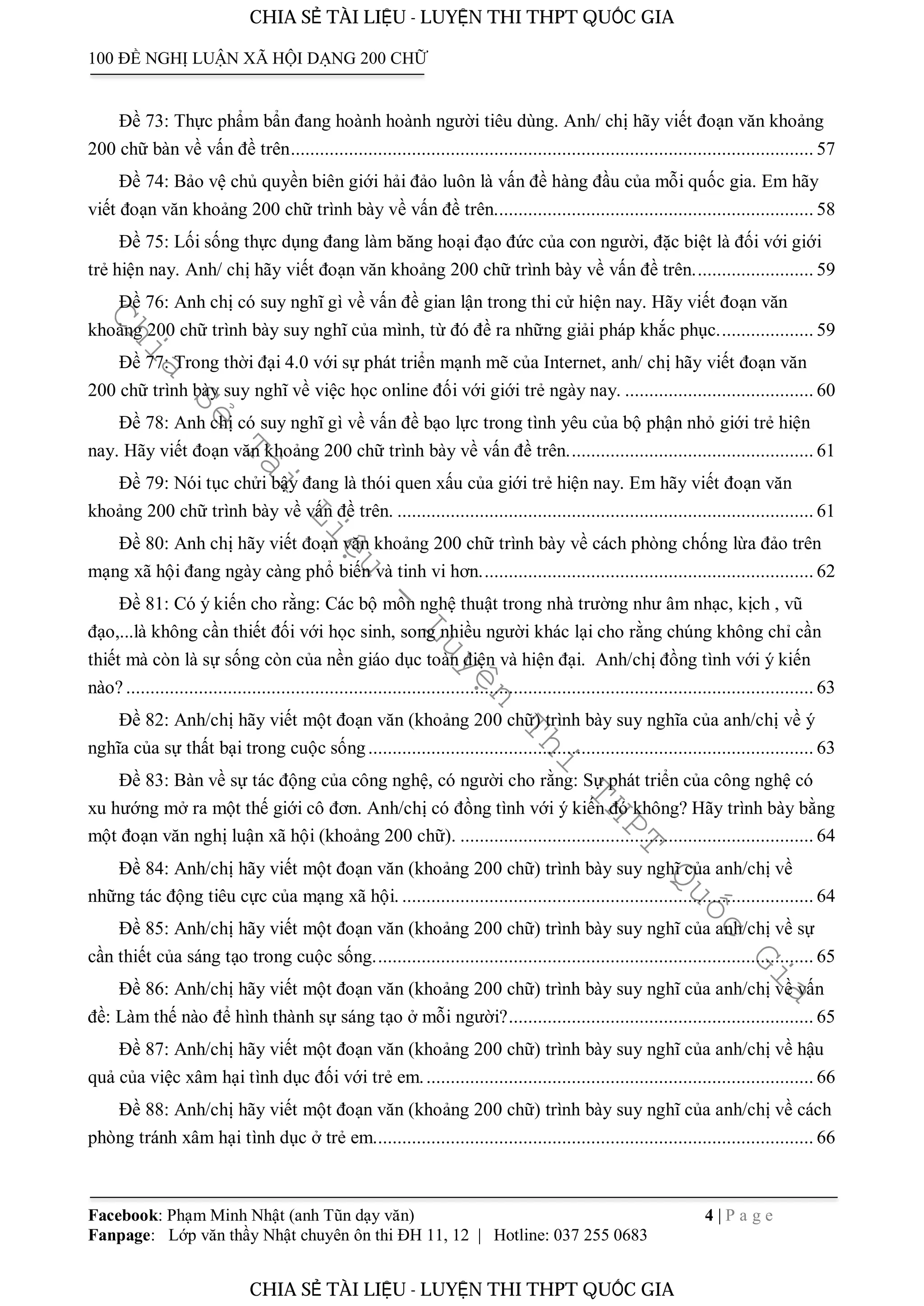 100 Đề Nghị Luận Xã Hội 200 Chữ (Thầy Phạm Minh Nhật).pdf