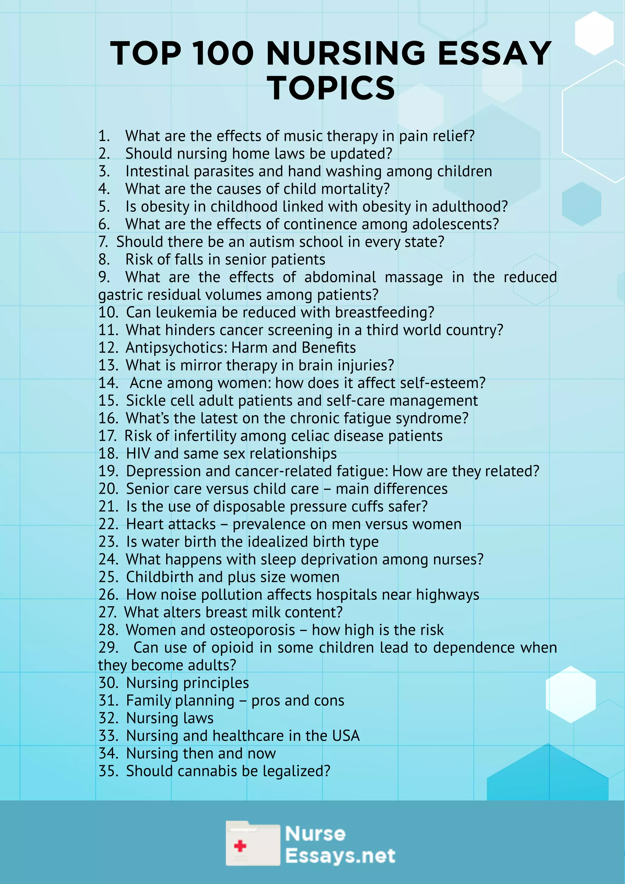 Top 100 Nursing Essay Topics | PDF