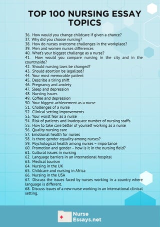 Top 100 Nursing Essay Topics | PDF