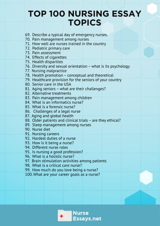 Top 100 Nursing Essay Topics | PDF