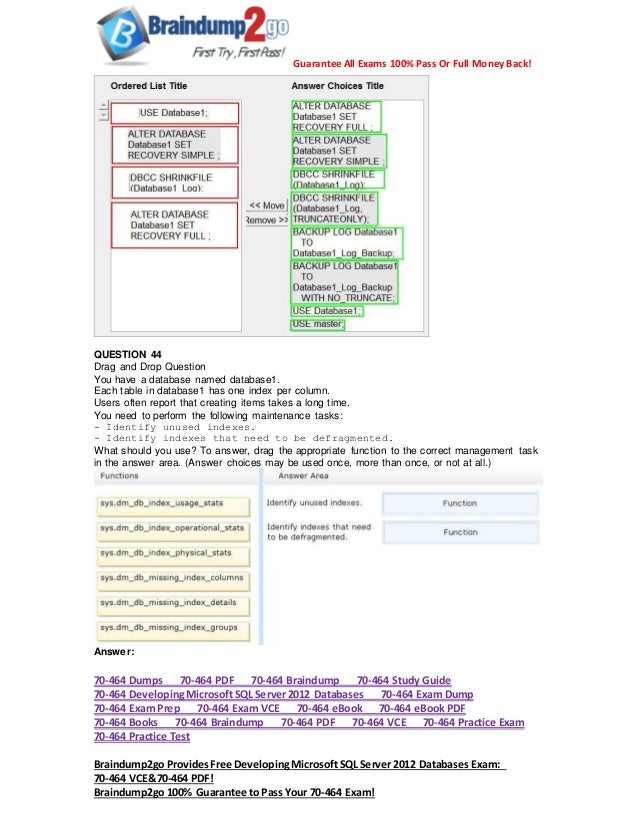 [100% pass]braindump2go 70 464 practice test 41-50