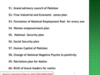 Pakistan Growth and Development Efforts 100 plans for Developent of ...