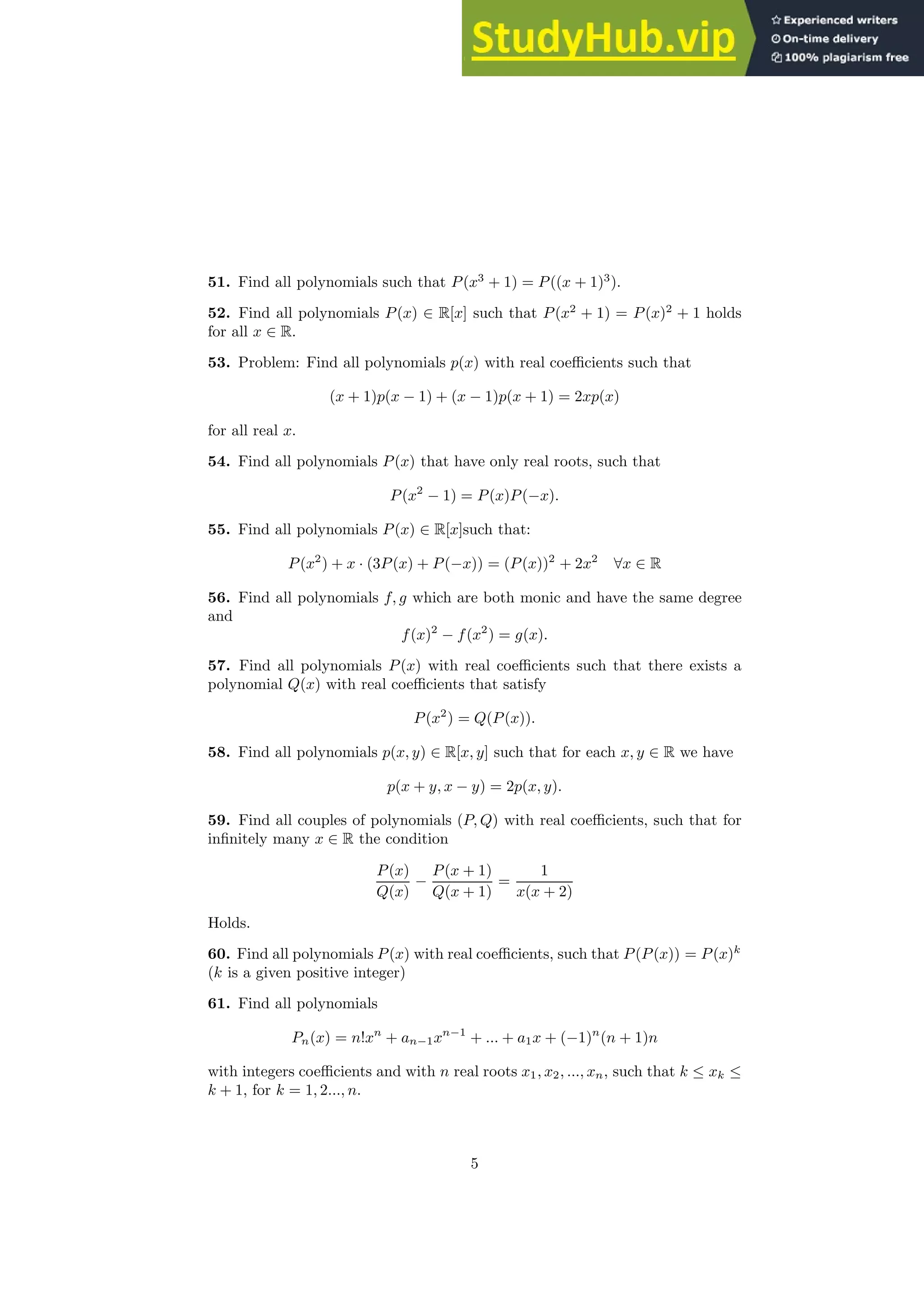 100 Polynomials Problems (With Solutions) | PDF