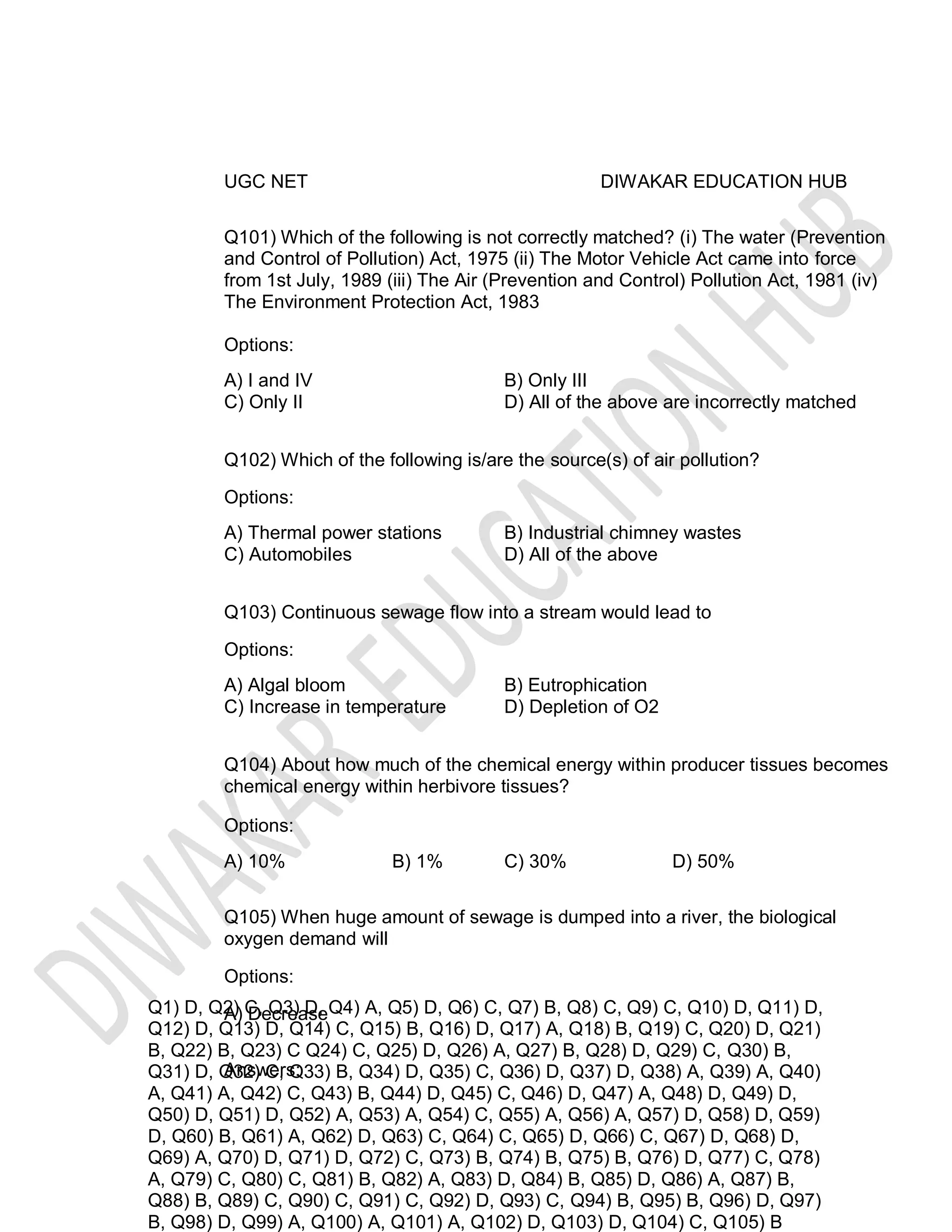 PEOPLE & ENVIRONMENT MCQ FOR UGC-NET PAPER-1 | PDF