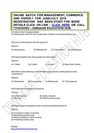PEOPLE & ENVIRONMENT MCQ FOR UGC-NET PAPER-1 | PDF