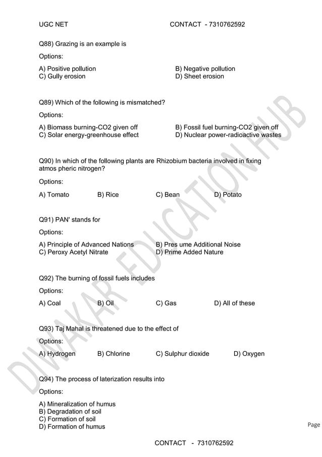 PEOPLE & ENVIRONMENT MCQ FOR UGC-NET PAPER-1 | PDF