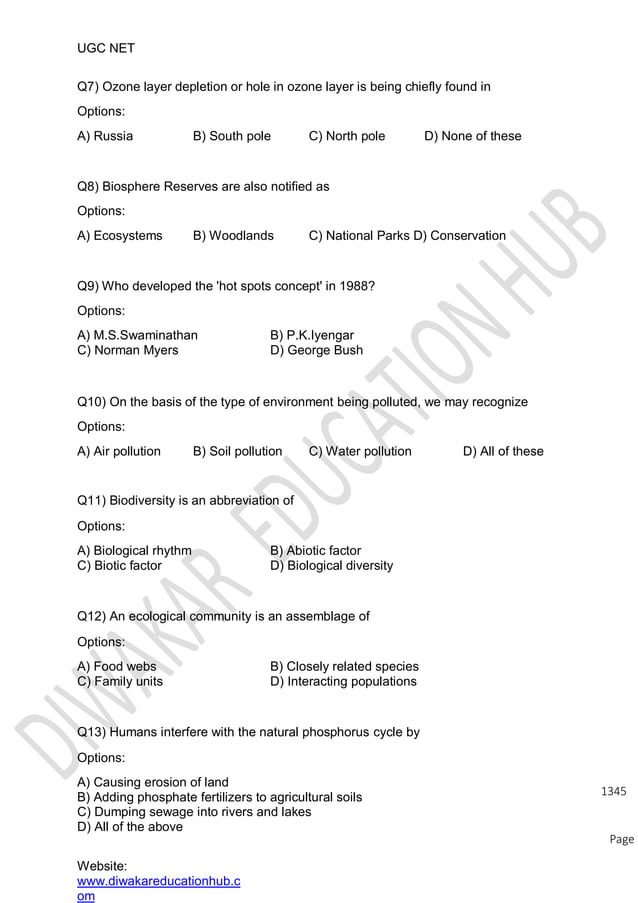 PEOPLE & ENVIRONMENT MCQ FOR UGC-NET PAPER-1 | PDF